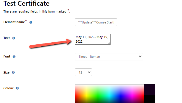 Custom Certificate- How to Change the date to Completion Date ...